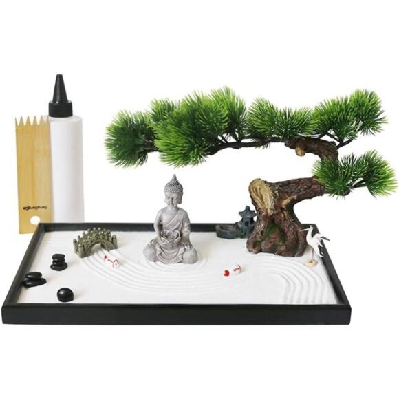 Accents | Japanese Tabletop Meditation Zen Garden Tabletop Rock Sand ...